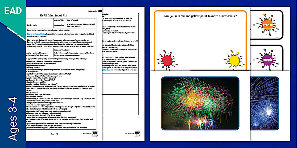EYFS Spin a Firework Adult Input Plan and Resource Pack