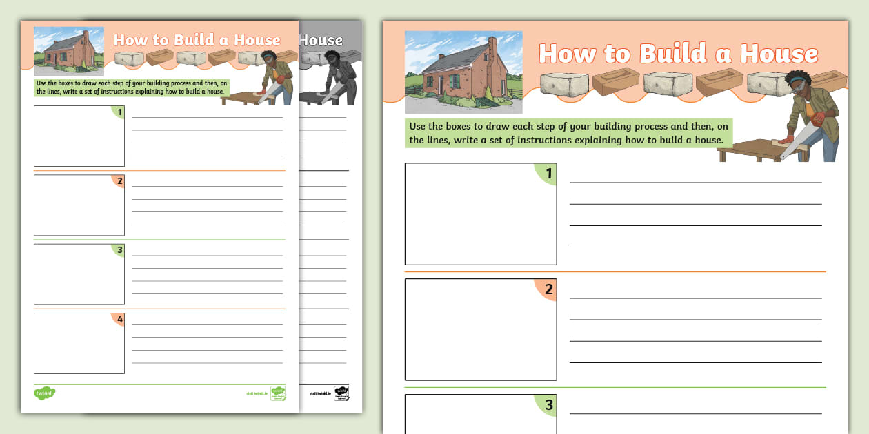 How to Build a House Instructional Writing Frame - Twinkl