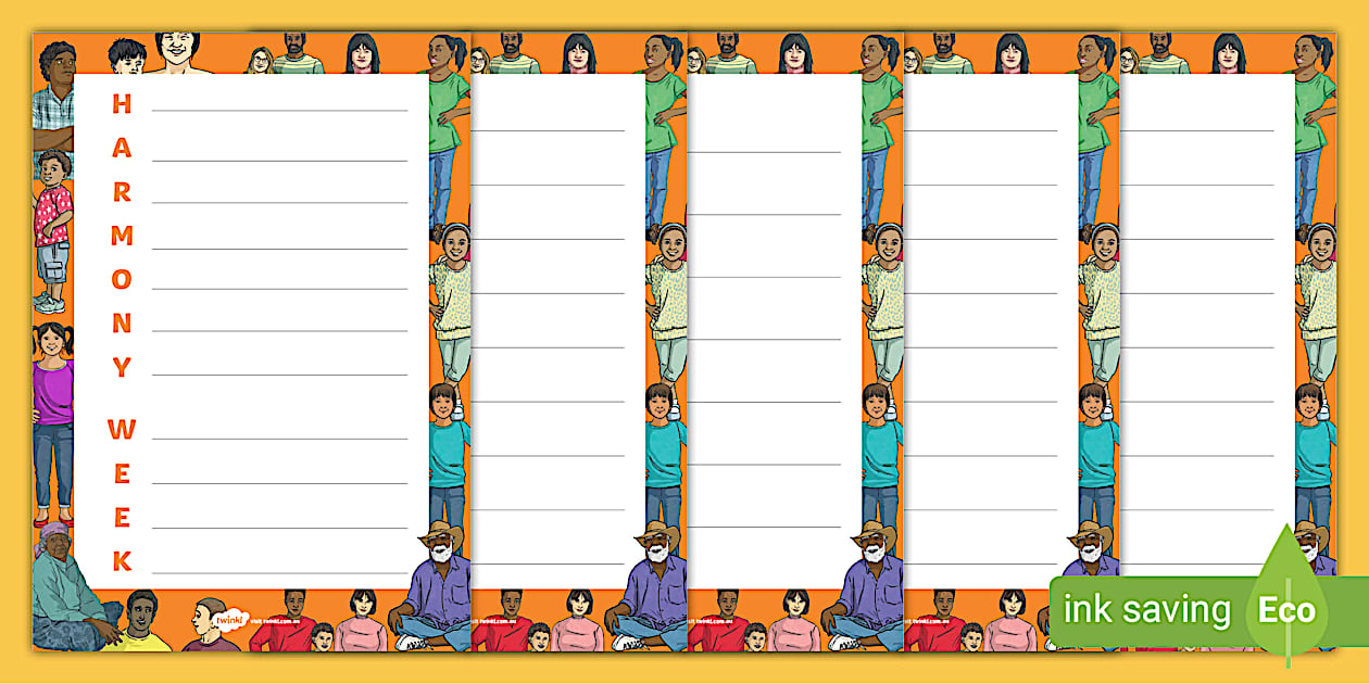 Harmony Day Acrostic Poem Writing Template - English