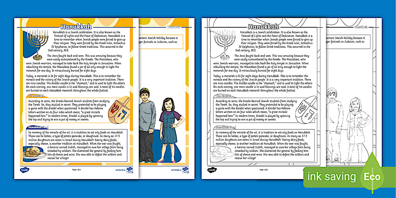 Hanukkah Reading Comprehension Activity (Teacher-Made)