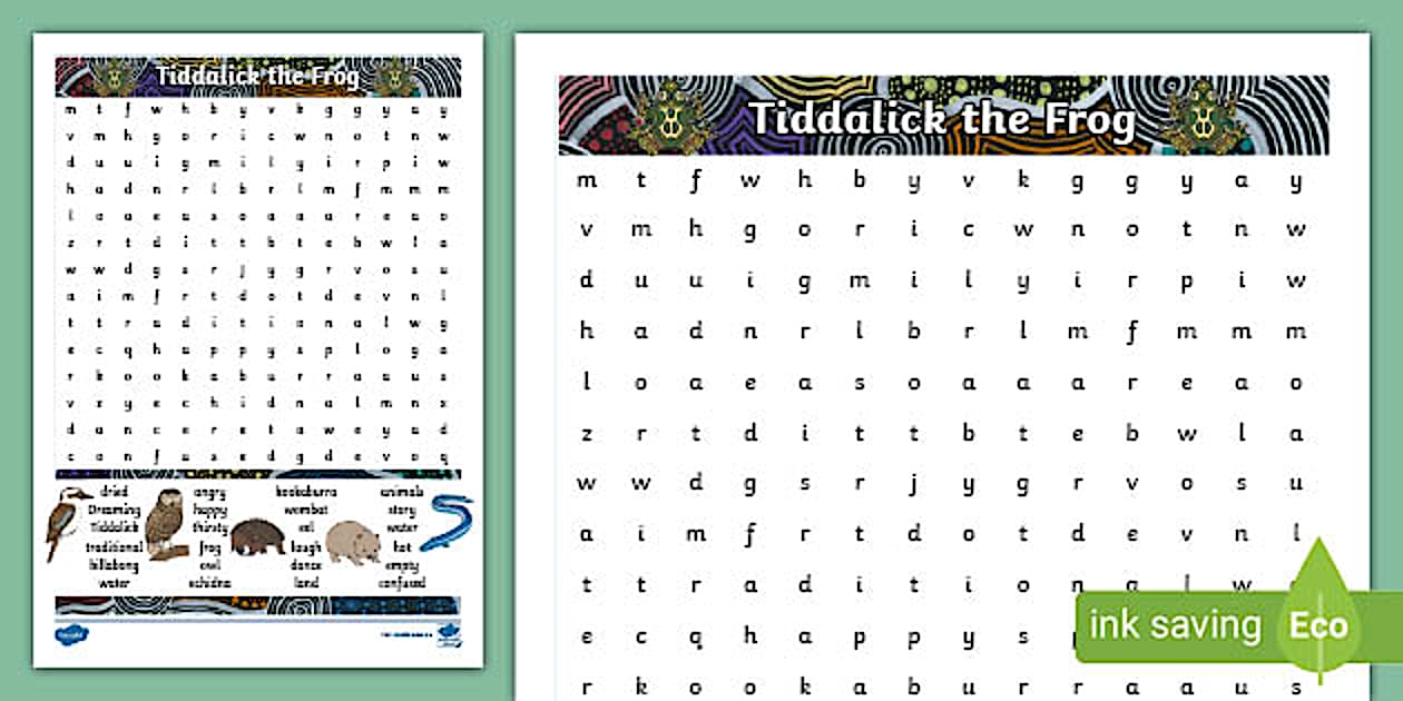Tiddalik the Frog Word Search (teacher made) - Twinkl