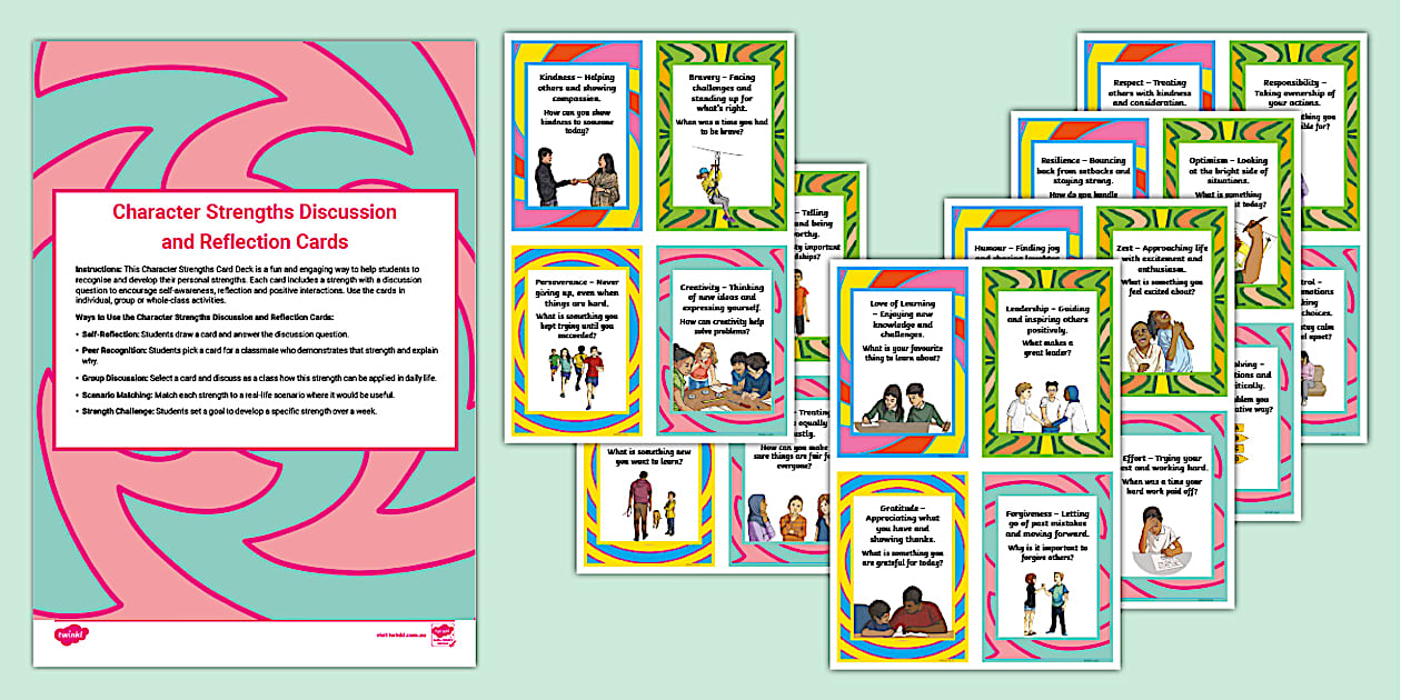 Character Strengths Discussion and Reflection Cards