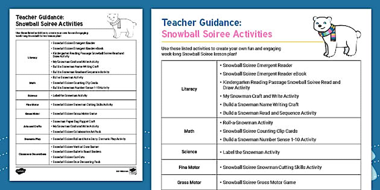 Snowball Soiree Teacher Guidance | Lesson Plan | Twinkl