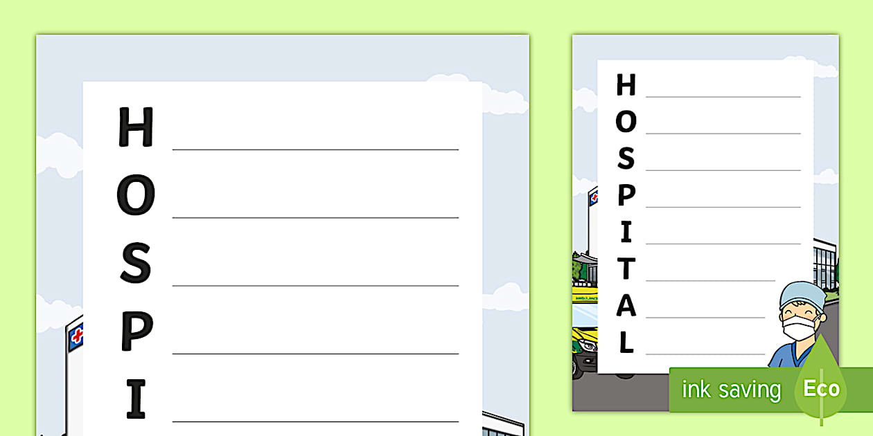 The Hospital Aistear Acrostic Poem - Twinkl