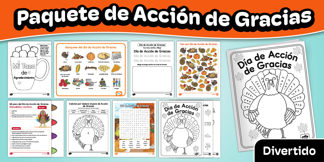 Paquete divertido de Acción de Gracias para todas las edades