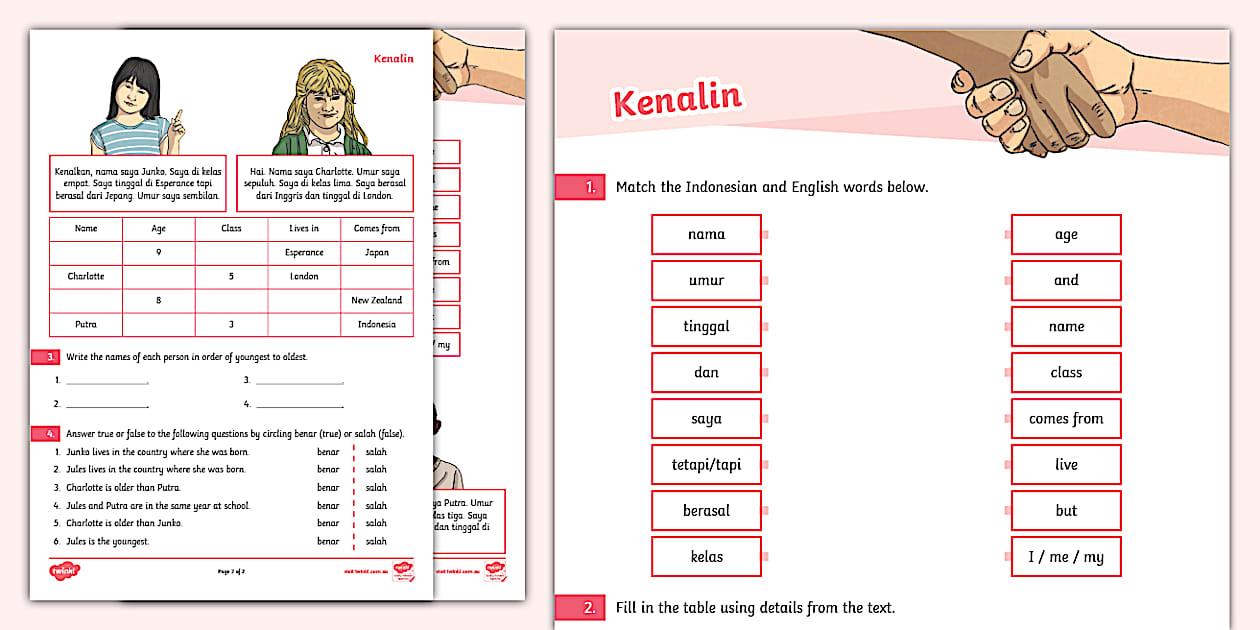 Years 3-4 Indonesian Activity: Kenalin