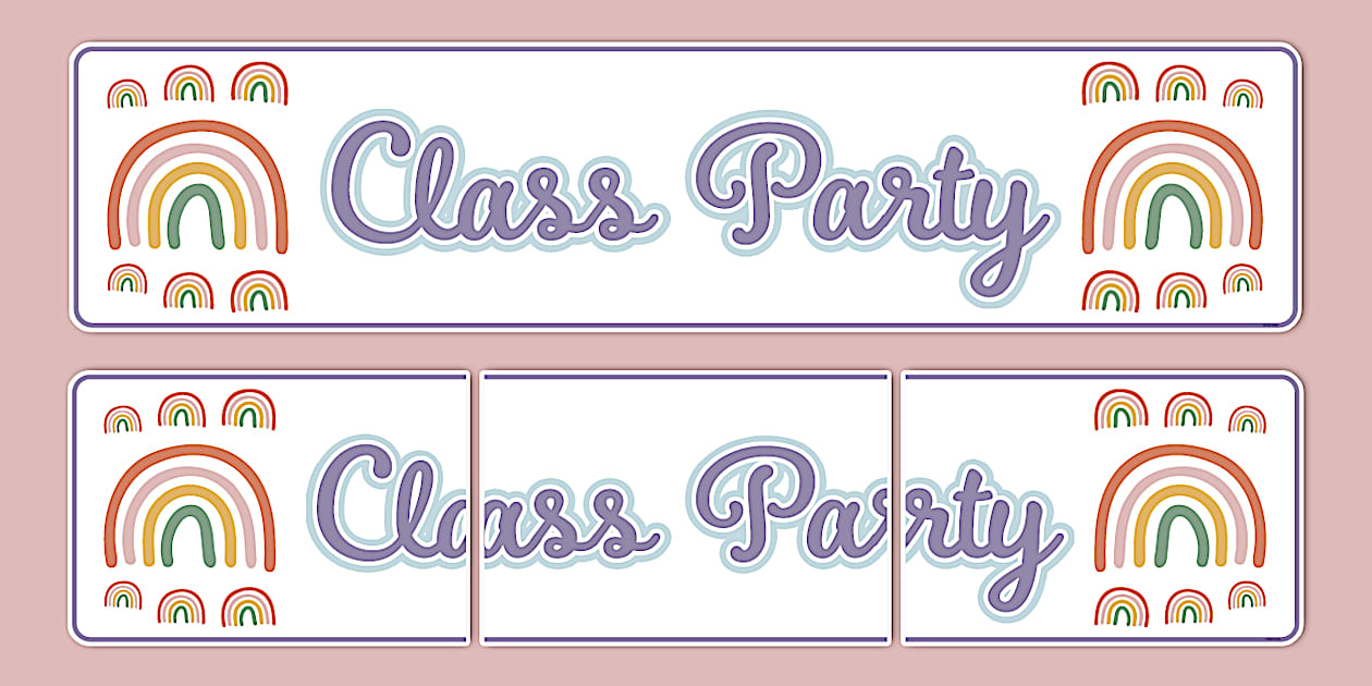 Muted Rainbow-Themed Class Party Display Banner