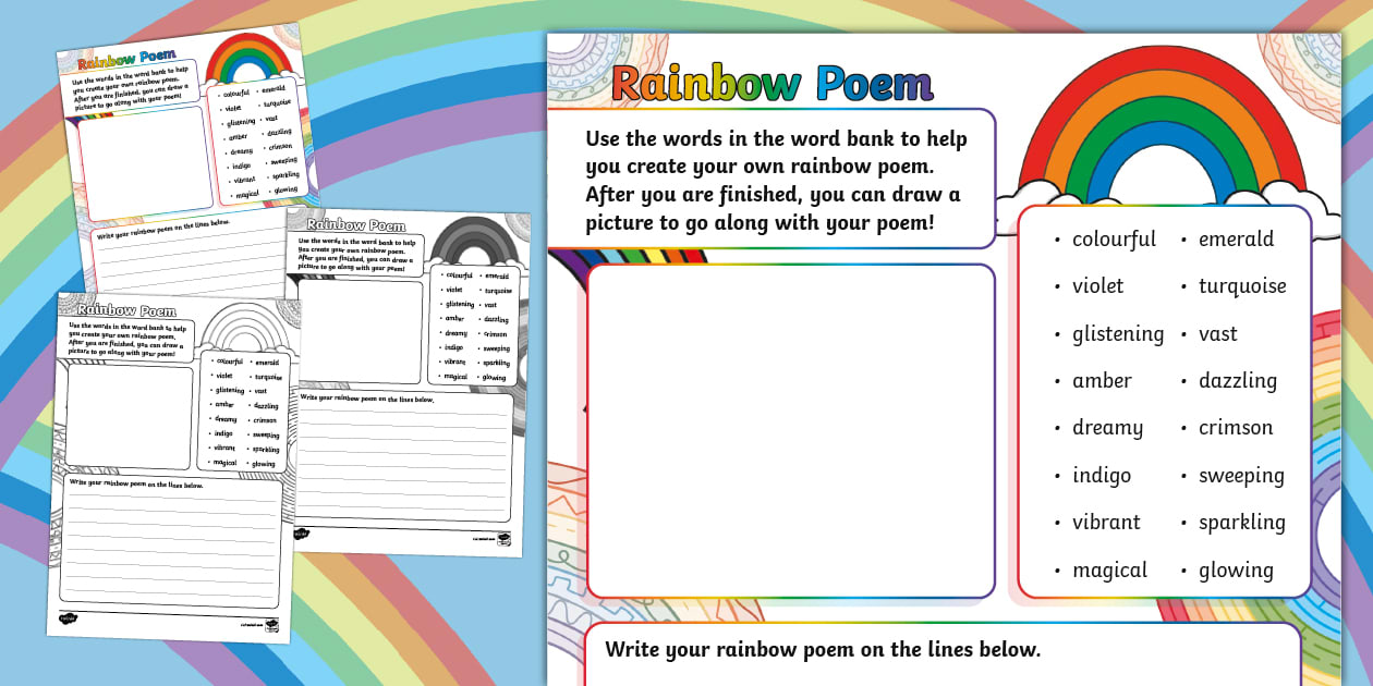 Rainbow Poem Writing Template - Twinkl Templates - Twinkl