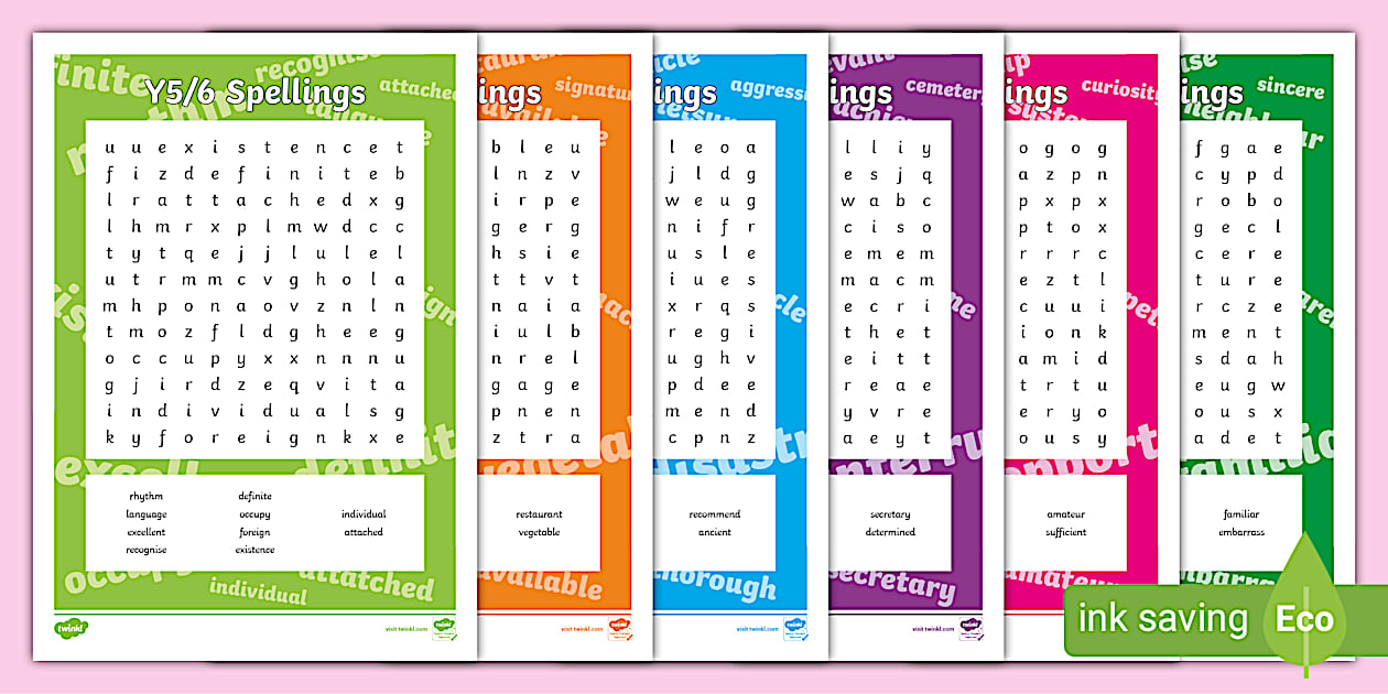 Editable Year 6 Spelling List 2018 Word search Pack - Twinkl