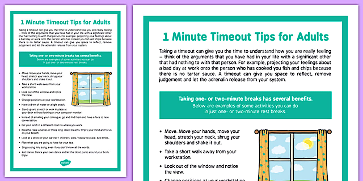 1 Minute Time Out Tips for Care Staff (Teacher-Made)