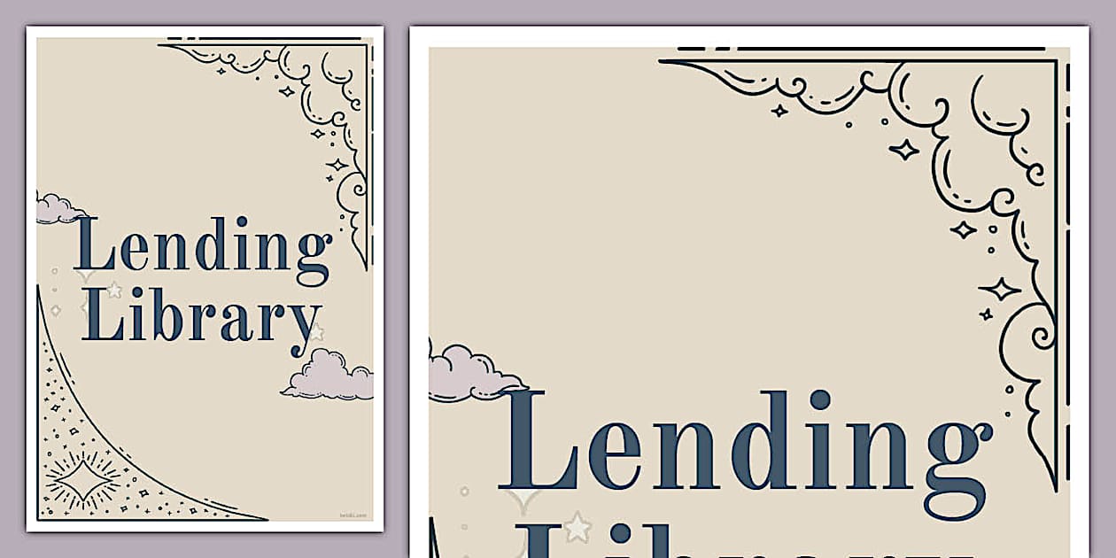 Celestial-Themed Lending Library Display Poster - Twinkl