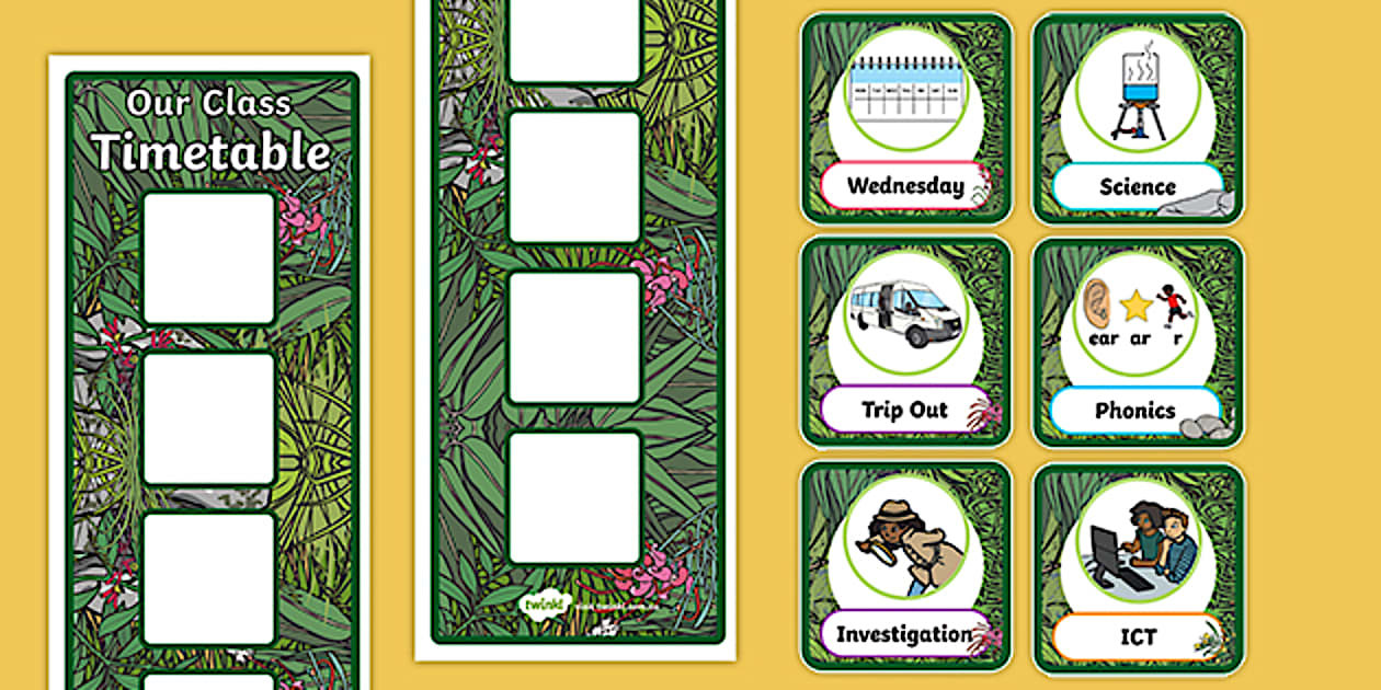 Editable Nature Timetable with Cards (Hecho por educadores)