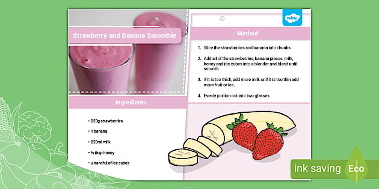 Strawberry and Banana Smoothie Recipe | Twinkl Yum - Twinkl