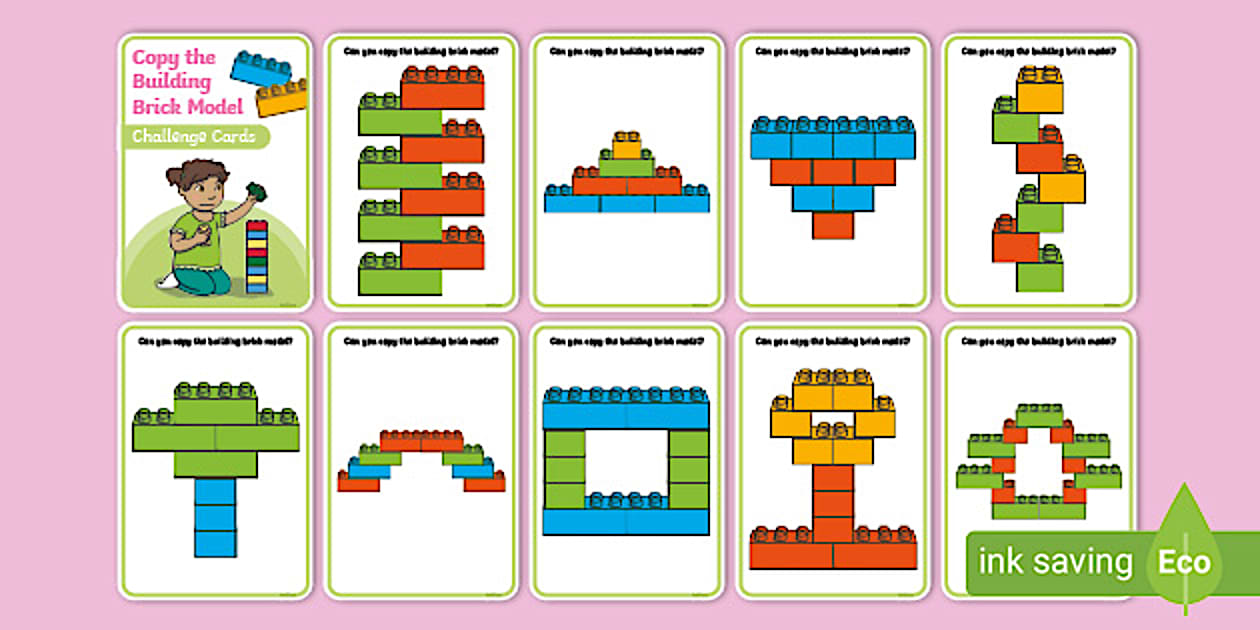Editable Copy the Building Brick Model Challenge Cards