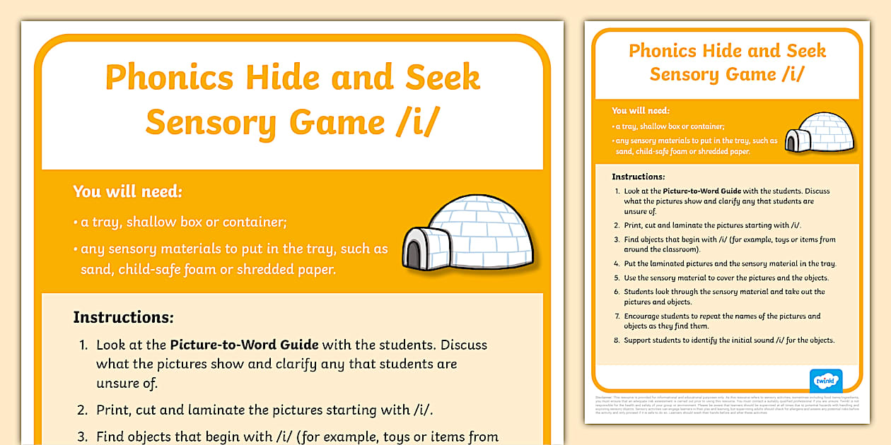 Phonics 'Hide and Seek' Sensory Activity - /i/