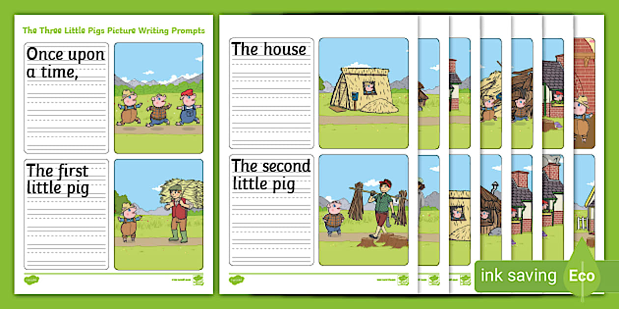 KS1 The Three Little Pigs Simple Sentence Writing Prompts