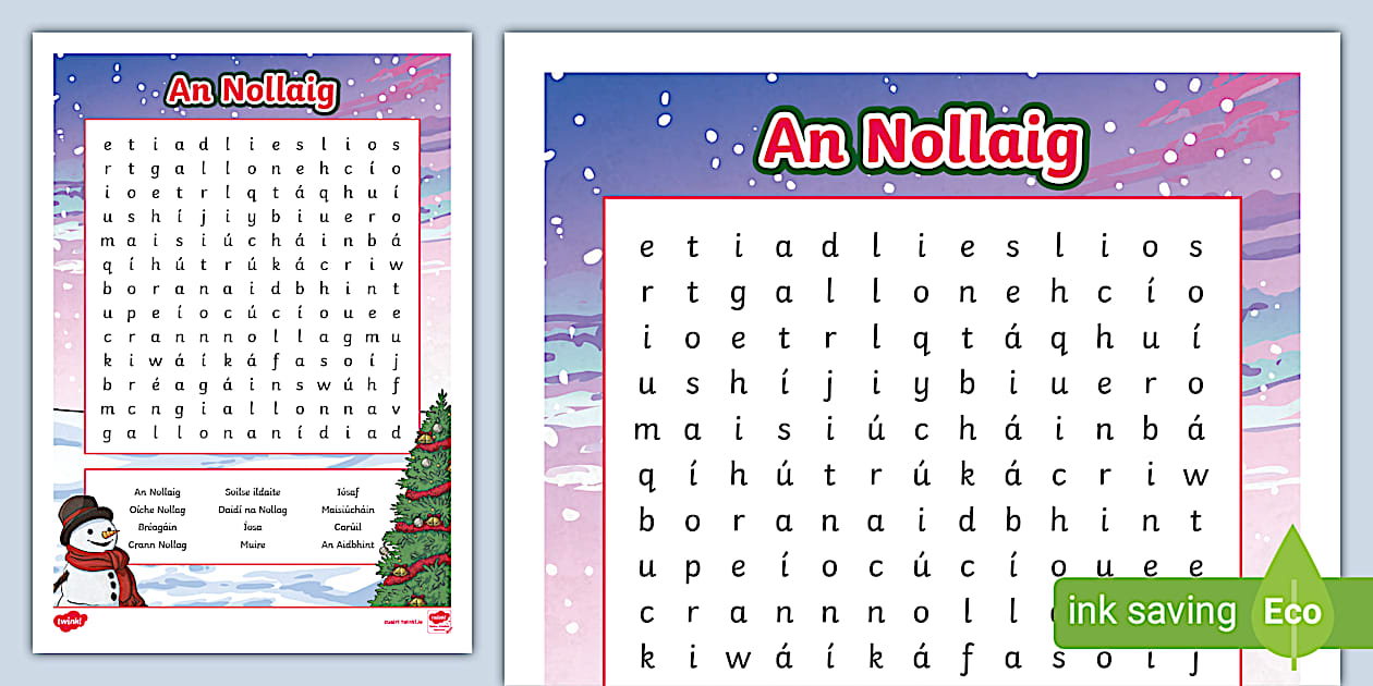 An Nollaig Word Search | Gaeilge Resources | Twinkl