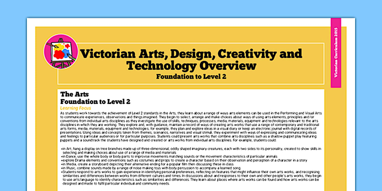AusVELs Victorian Curriculum Foundation to Level 2 The Arts and Design