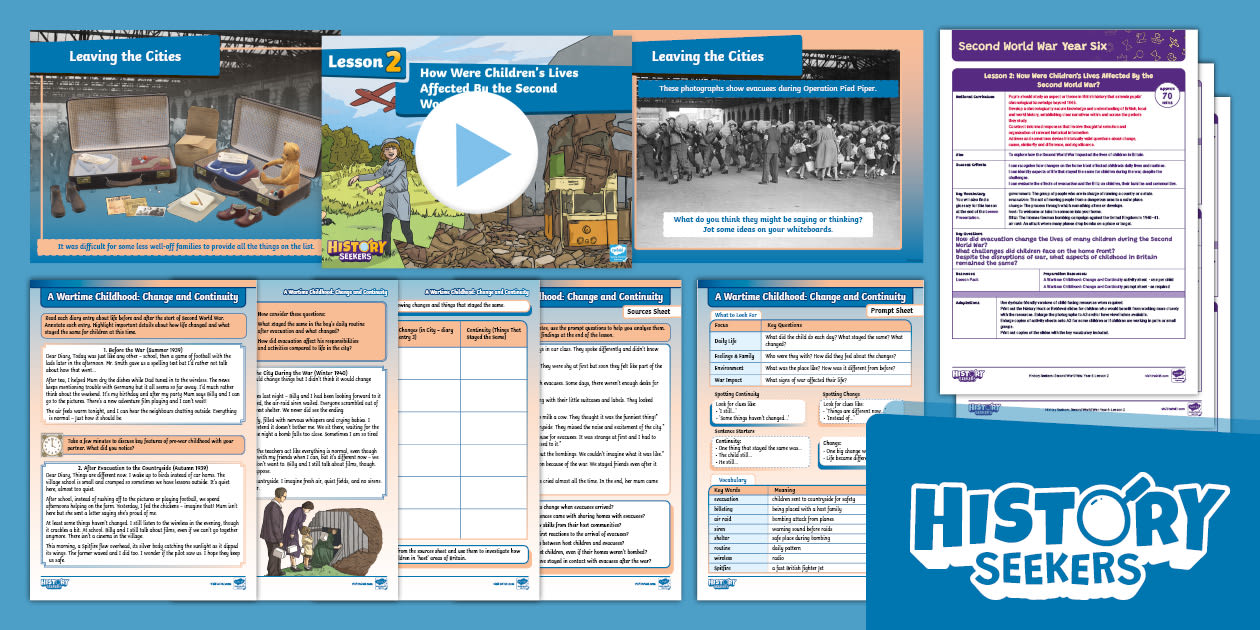 History Seekers: UKS2: Second World War Lesson 2 Britain's Children in ...