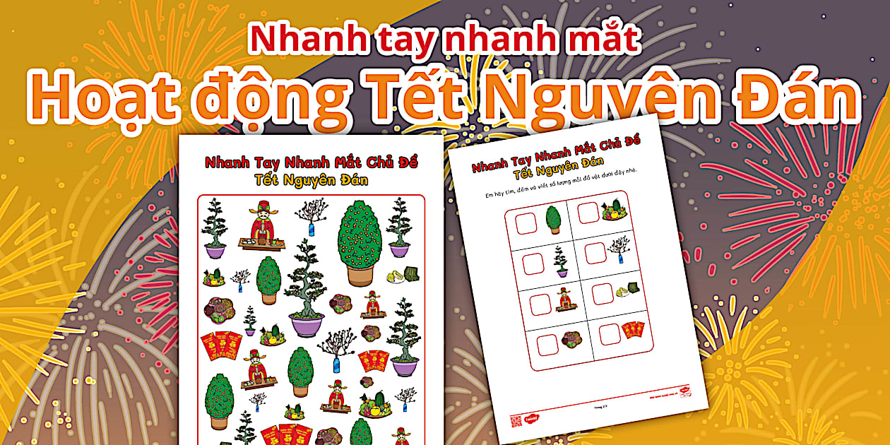 Phiếu Hoạt Động Nhanh Tay Nhanh Mắt (I Spy) Chủ Đề Tết Nguyên Đán
