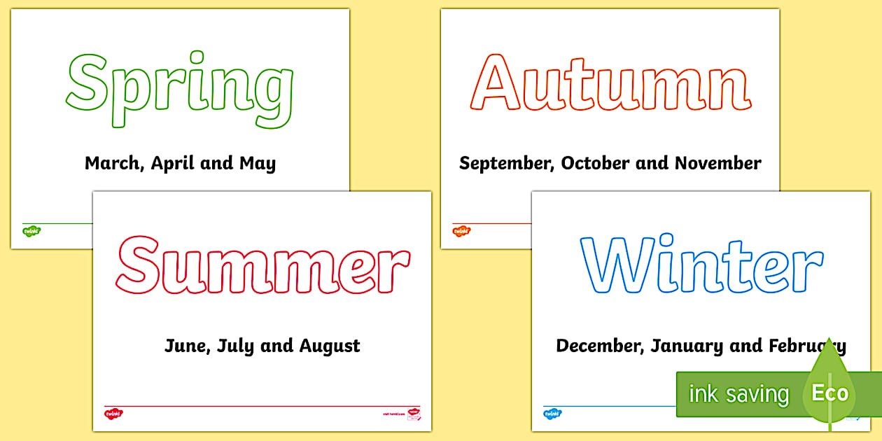 Seasons Cards - All Four Seasons Classroom Signs and Labels Primary ...