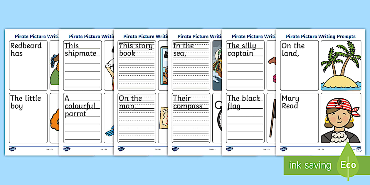 Precursive Pirates Simple Sentence Writing Prompt Pictures Activity