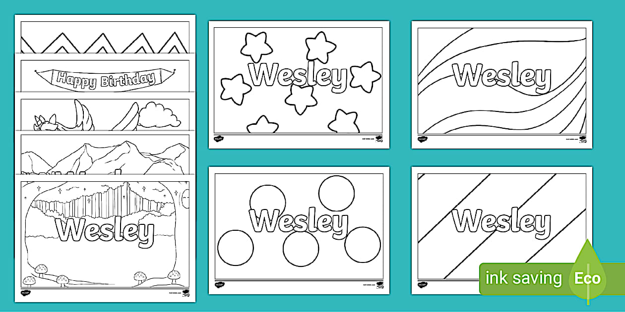 Wesley Name Simple Colouring Activity Sheets | Art Worksheet