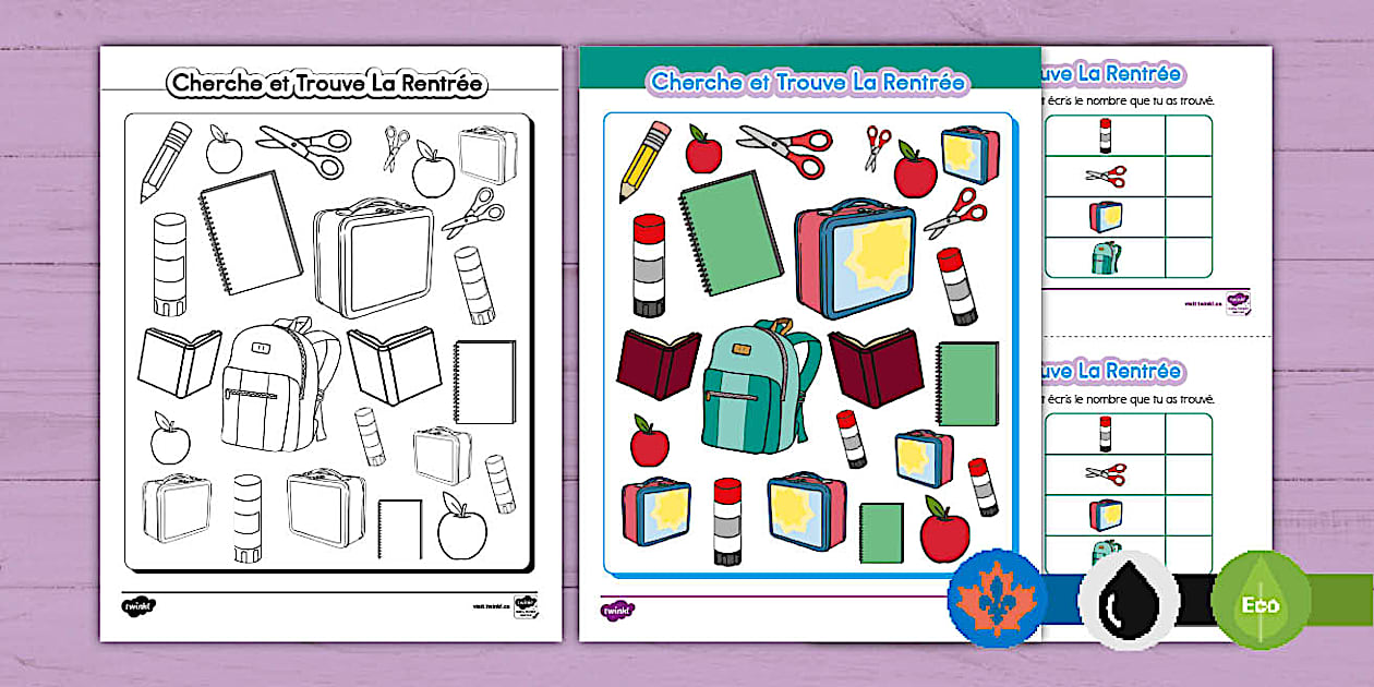 Back to School I Spy Activity Level 1 French