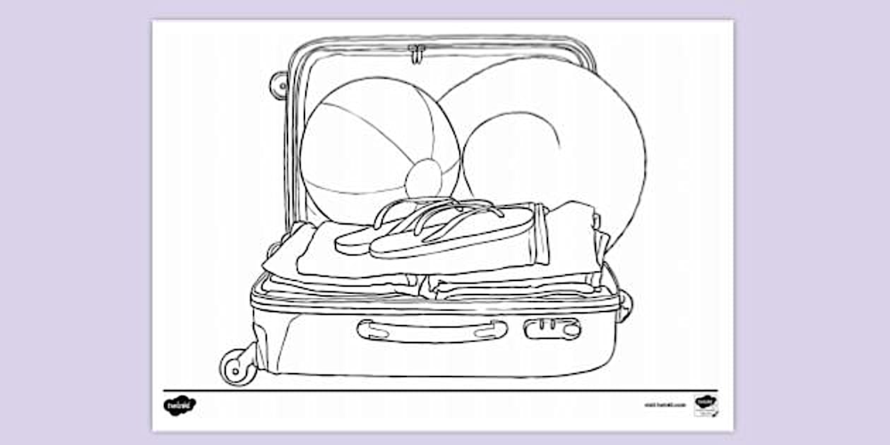 Packed Suitcase Colouring Sheet (teacher made) - Twinkl