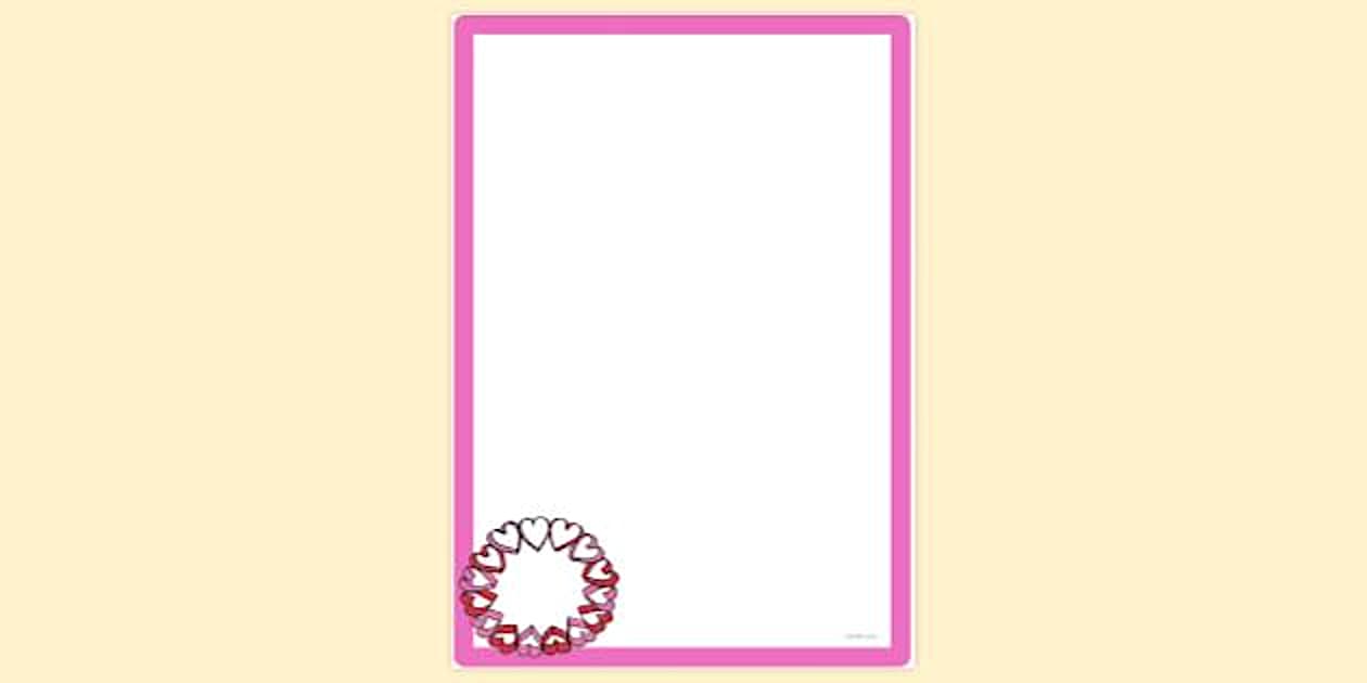 Simple Blank Hanging Hearts Page Border | Twinkl