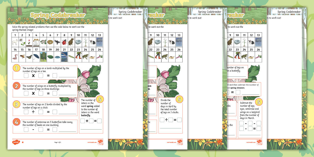 Spring Codebreaker: What Can You See? (Teacher-Made)