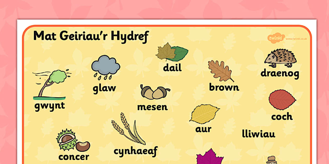 Autumn Word Mat Welsh Translation - Twinkl