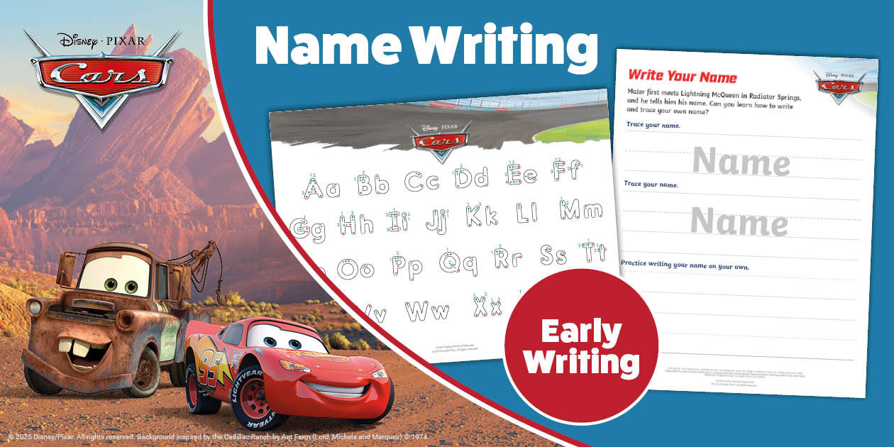 Cars: Editable Name Worksheet and Alphabet Tracing Mat