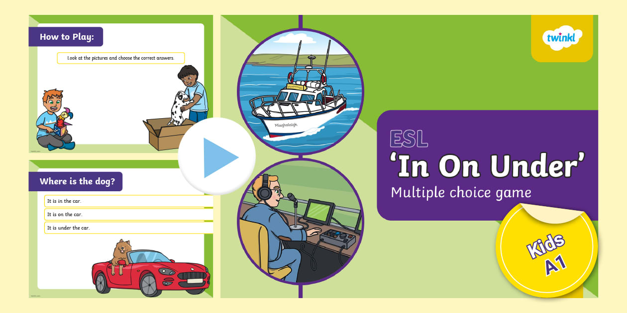 'In On Under' Prepositions Quiz Game (teacher made) - Twinkl