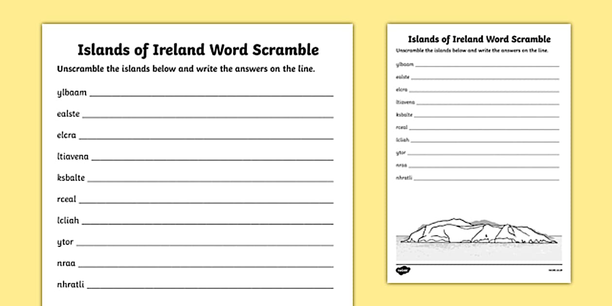 Islands of Ireland Word Scramble Worksheet / Worksheet-Irish, worksheet