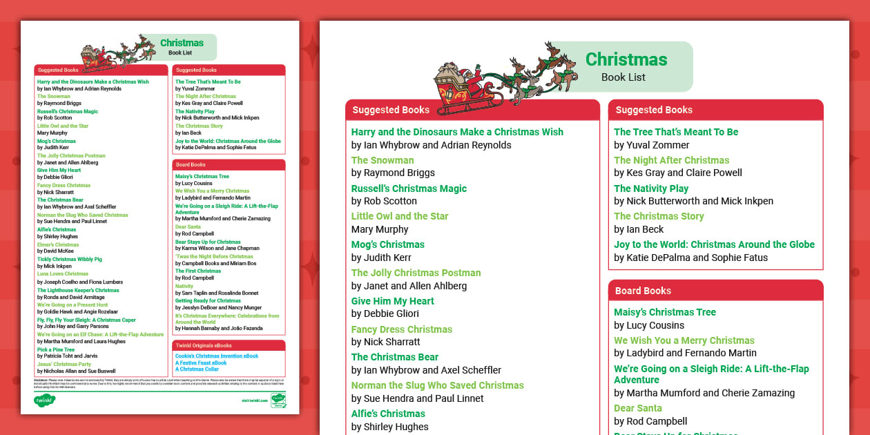 Christmas Book List | Reading | Twinkl (Teacher-Made)