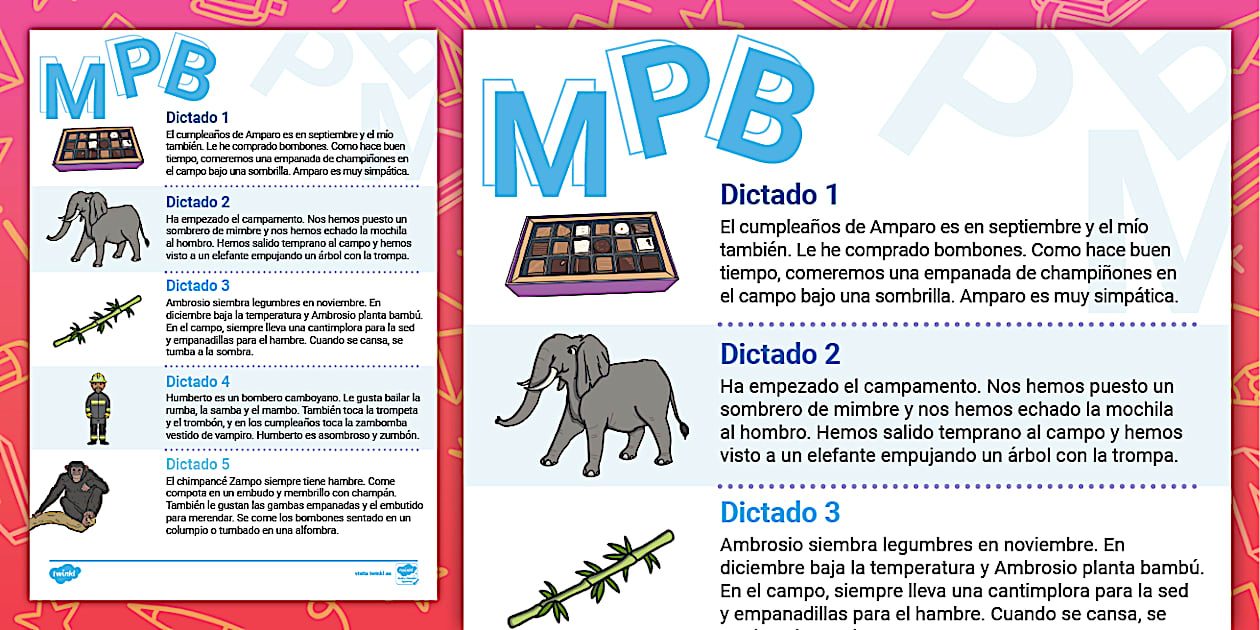 Dictados: M antes de B y P (teacher made) - Twinkl