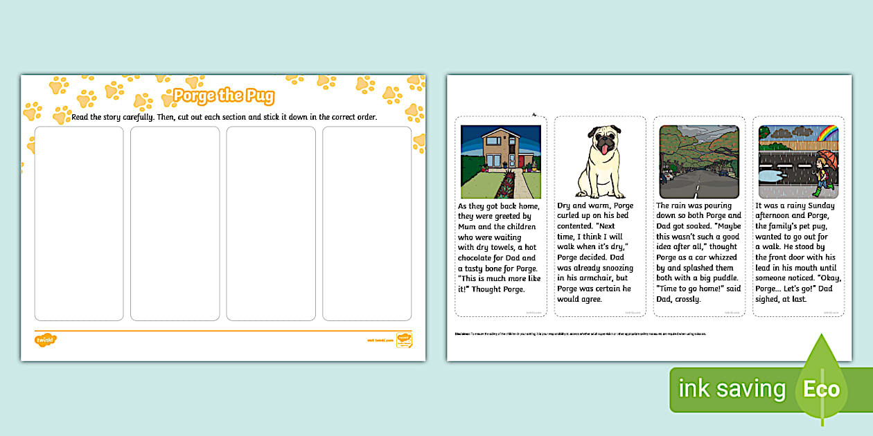 Pug Story Sequencing Strips (teacher made) - Twinkl
