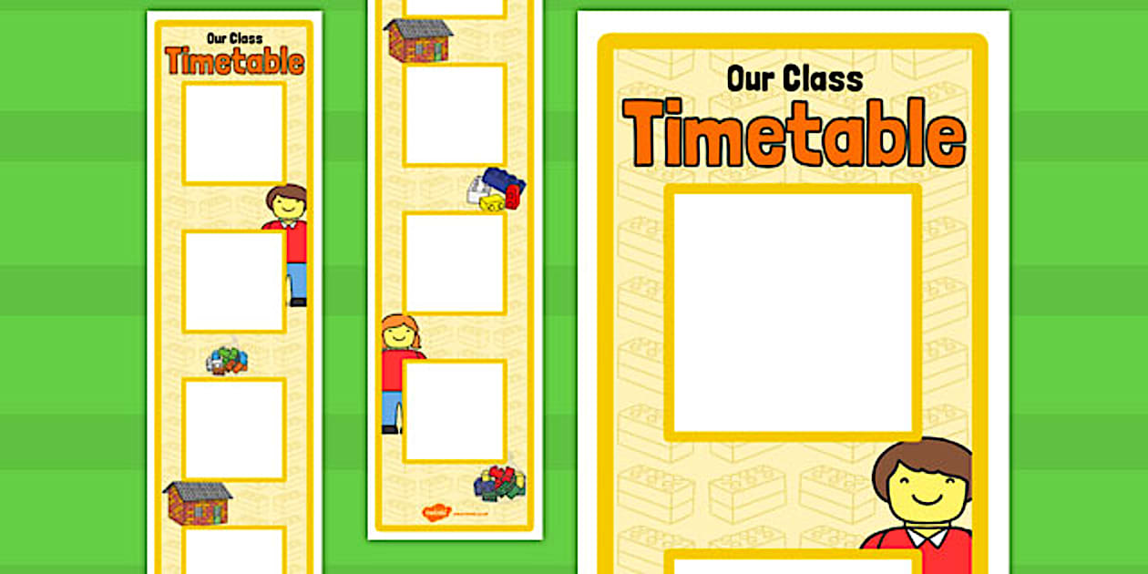 Editable Building Brick Themed Vertical Visual Timetable Display