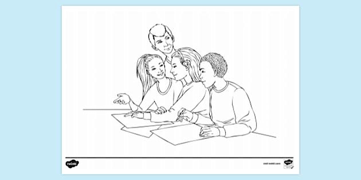 Group Work on Sugar Paper Colouring Sheet | Twinkl - Twinkl
