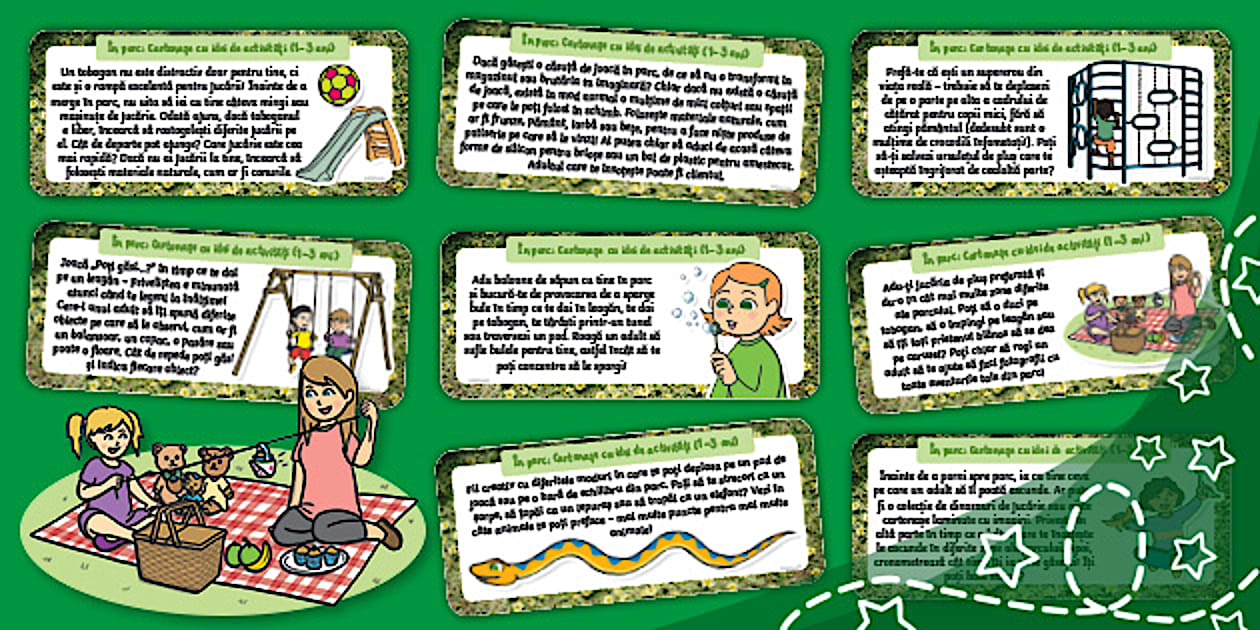 În parc – Cartonașe cu idei de activități 1-3 ani