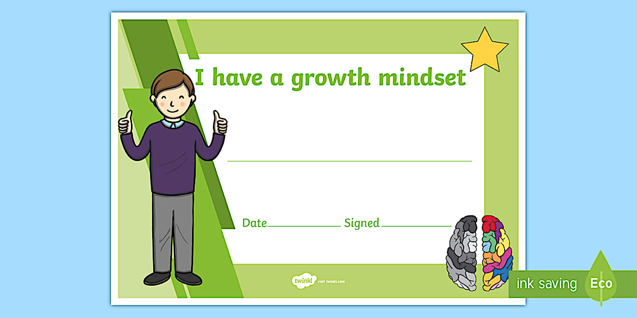 Growth Mindset Certificate - Twinkl