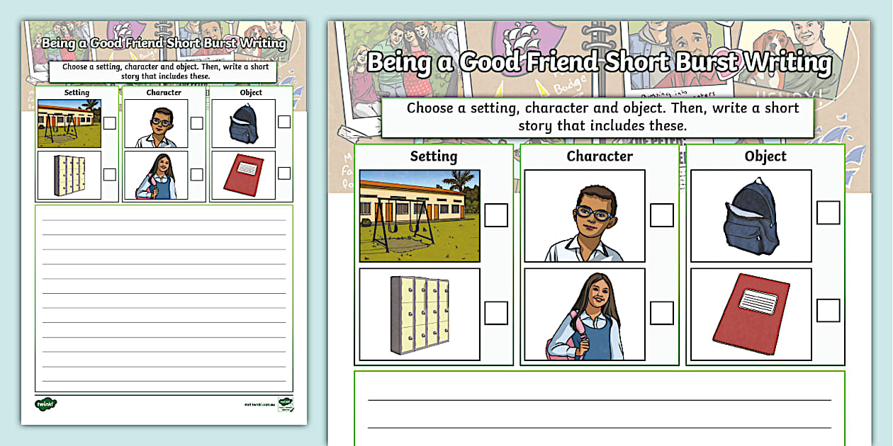 Being a Good Friend Short Burst Writing Template - Twinkl