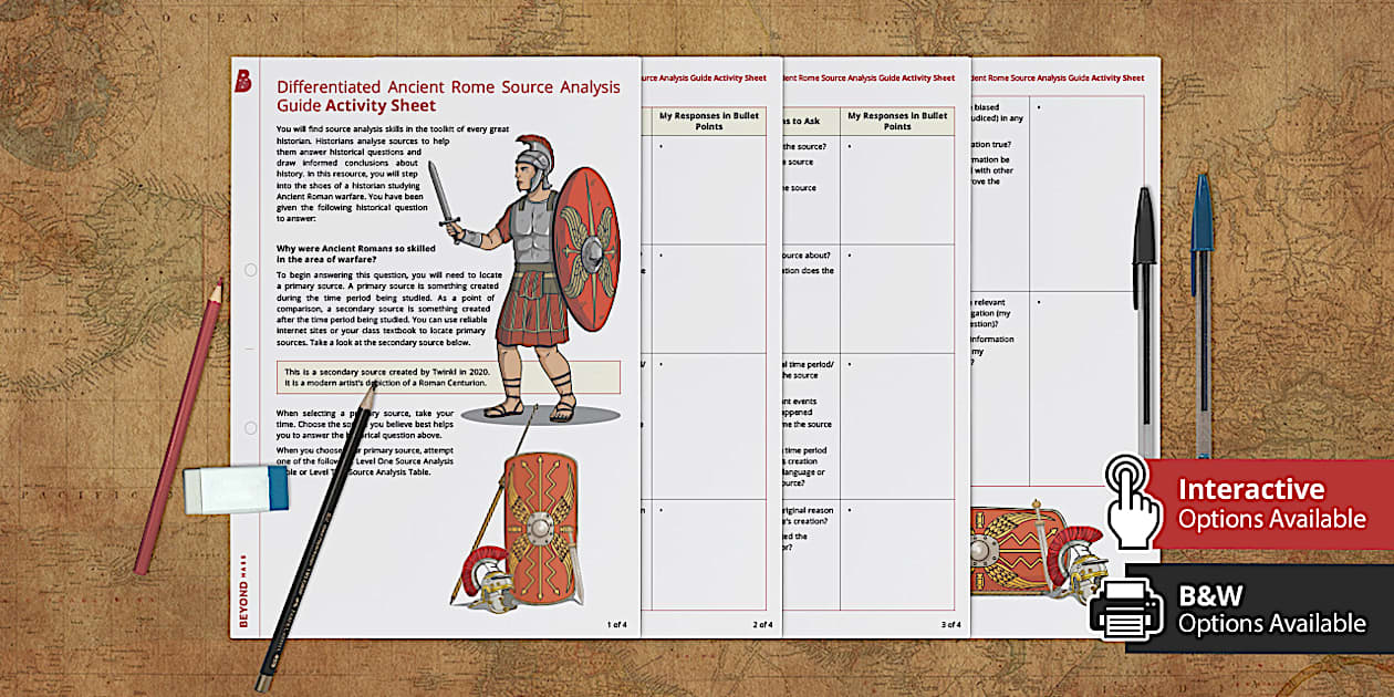 Differentiated Ancient Rome Source Analysis Guide - Twinkl