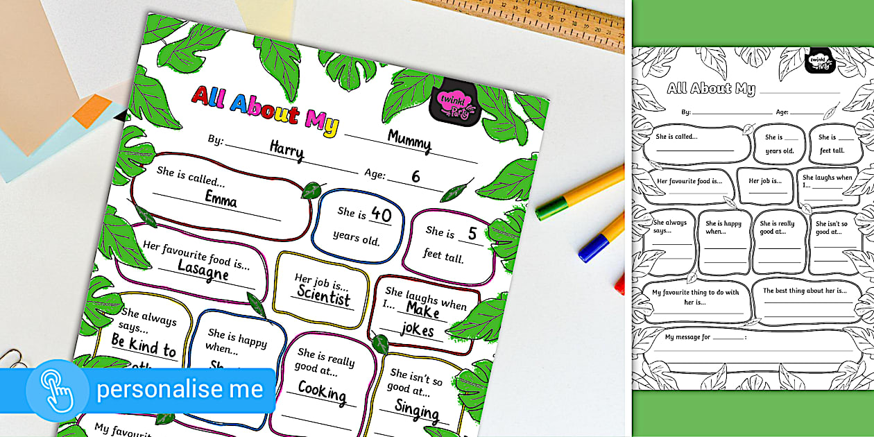 All About Mum Mother's Day Colouring Page | Twinkl Party
