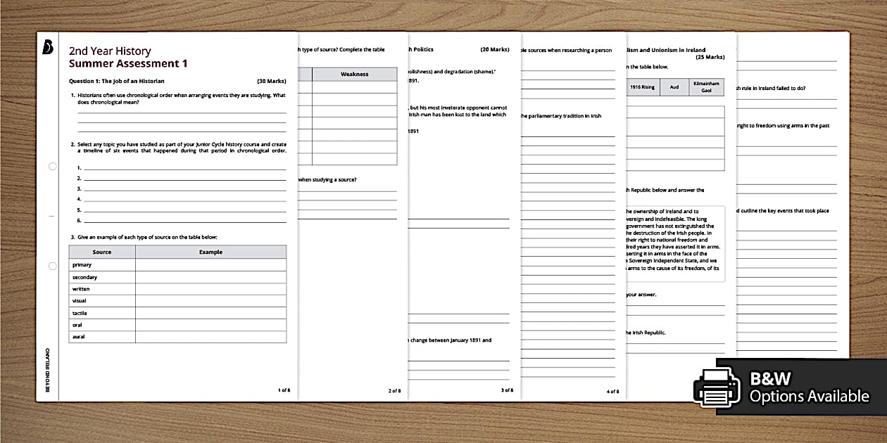 2nd Year History Summer Assessment 1
