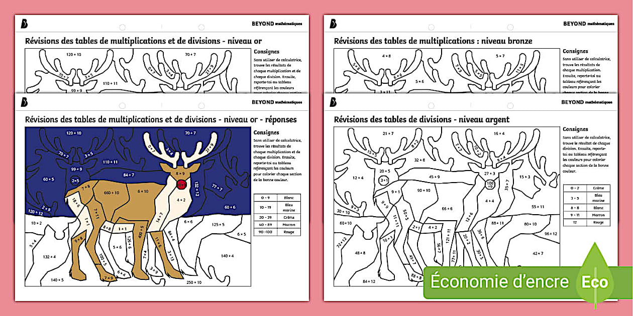 Tables de multiplications et de divisions sur le thème de Noël ...