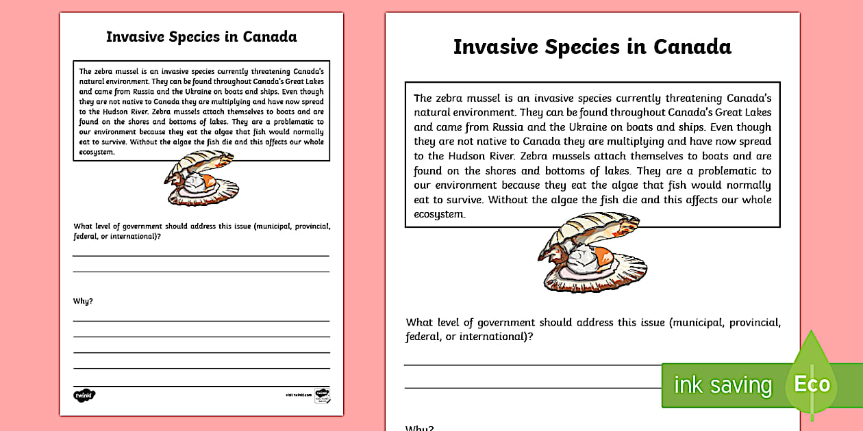 Invasive Species Writing Worksheet / Worksheet - Twinkl