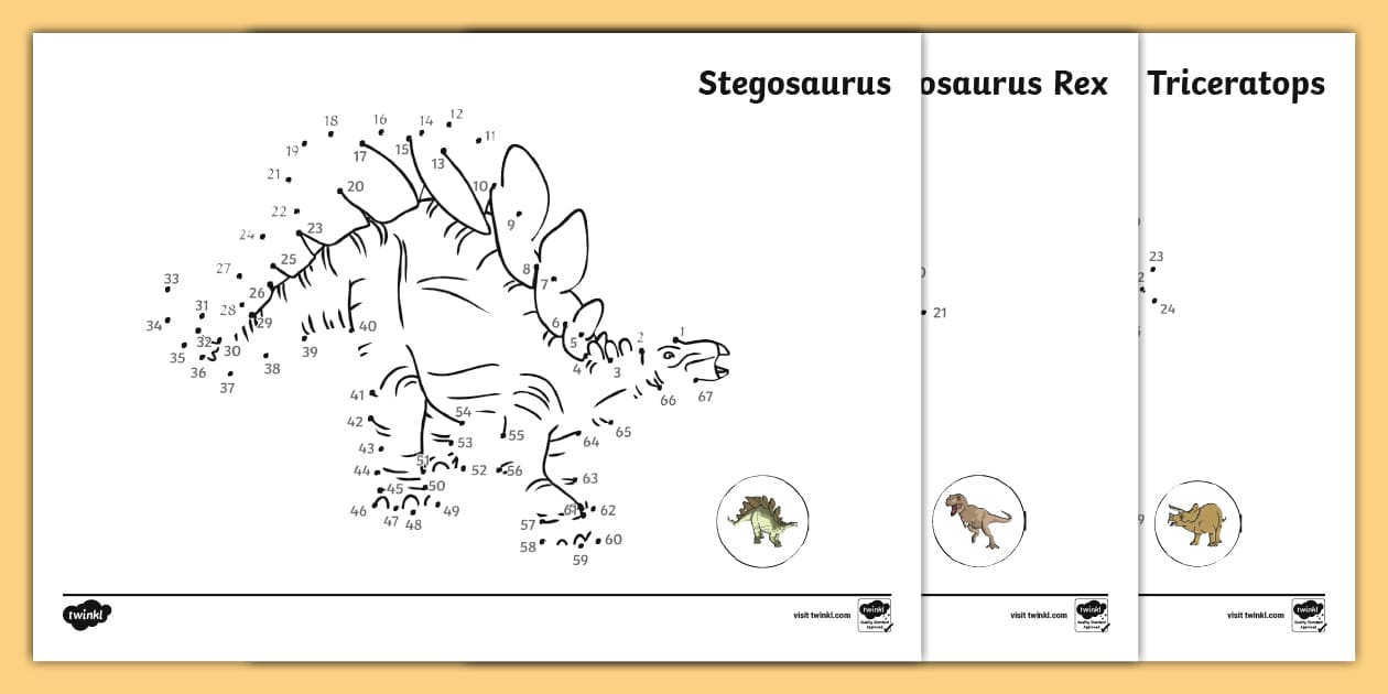 Dinosaur Dot to Dot Colouring Pictures (teacher made)