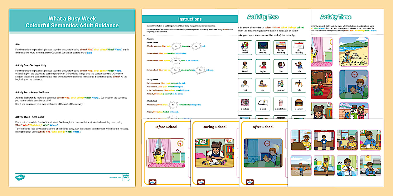 What a Busy Week! Colourful Semantics Book. - Twinkl